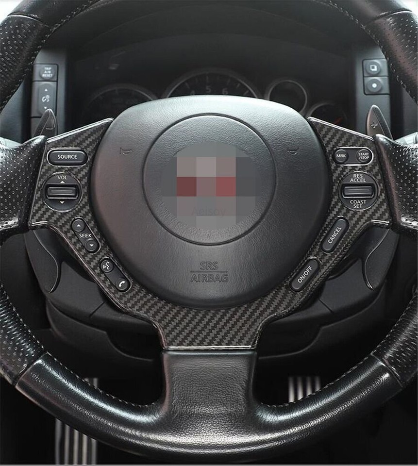 Real Carbon Fiber Interior Steering Wheel Panel Cover For Nissan GTR ...