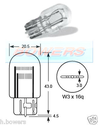 Ring R580 12v 21/5W W21/5W Large Capless W3x16Q Light Bulb | eBay UK