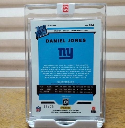 Daniel Jones 2019 Donruss Optic Rated Rookie Auto Black Pandora ...