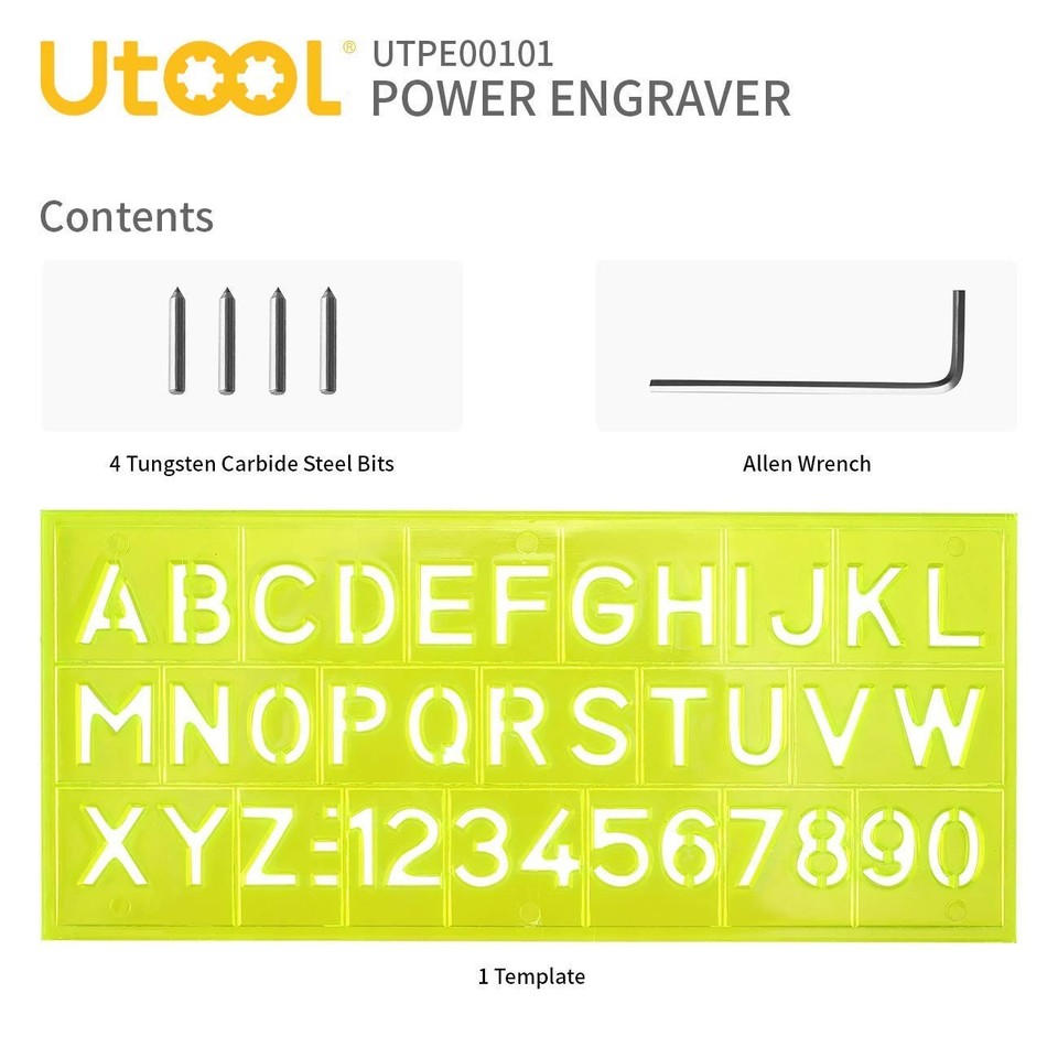 Engraver Pen with Letter/Number Stencil, 24W Handheld Etching Tool for ...