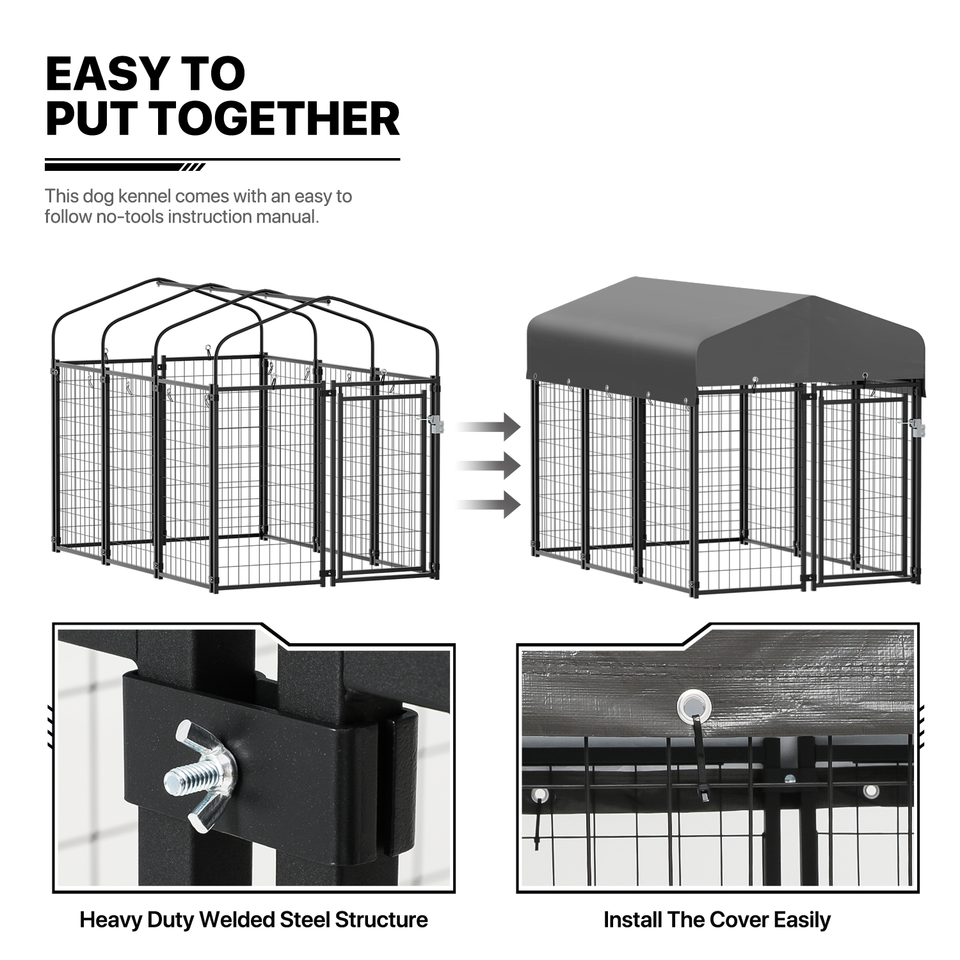 Dog Crate Kennel Outdoor Large Pet Fence Animal Playpen w/Roof ...