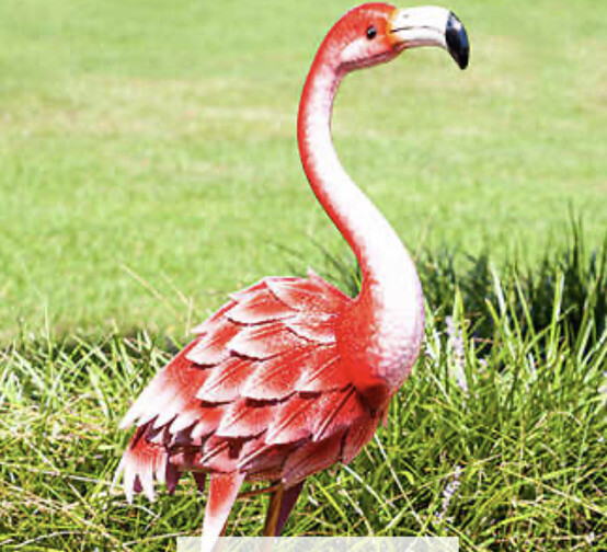 Metal-Crafted Adjustable Bright Pink Flamingo,Life Size Yard Weather ...