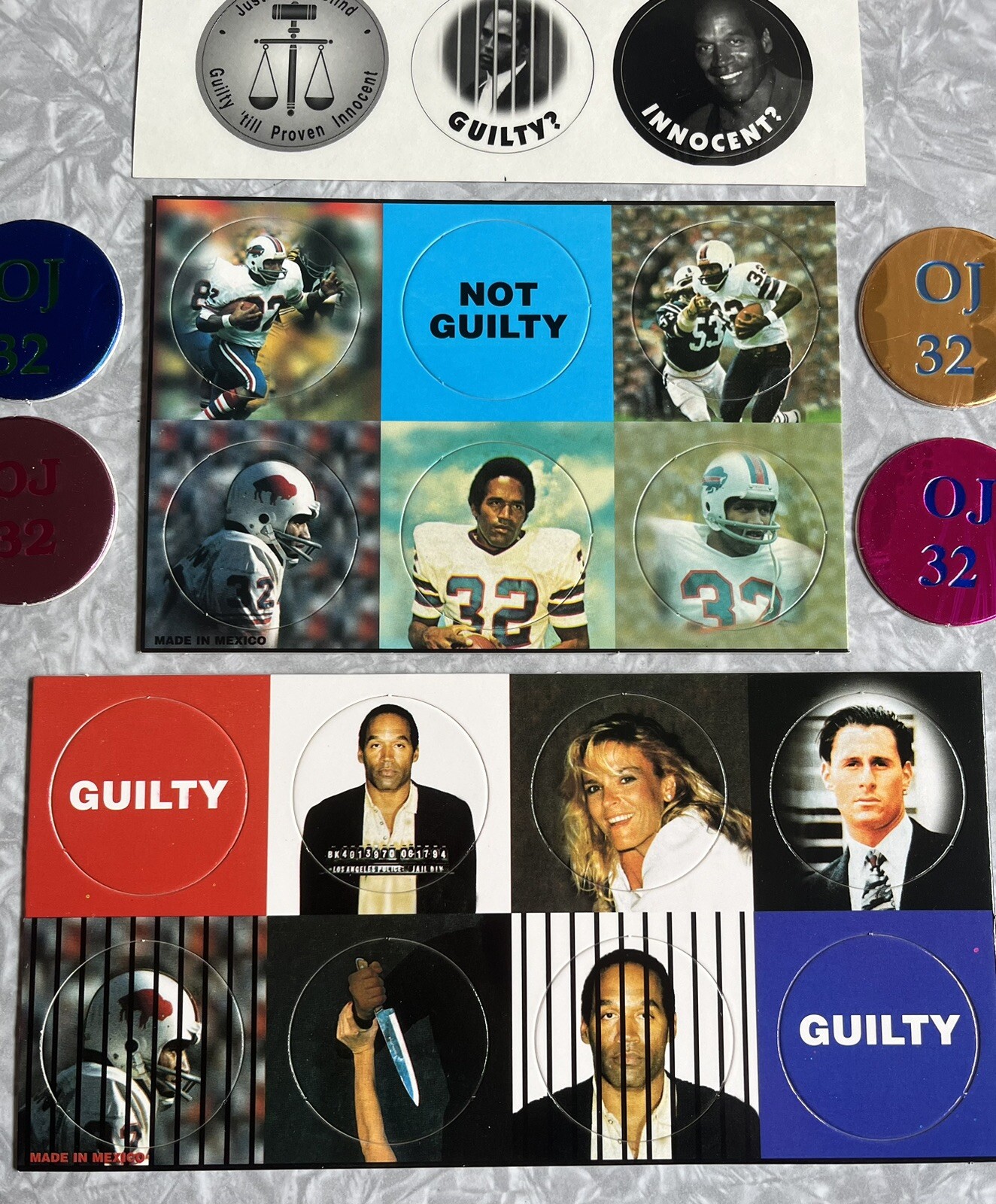 Vintage Set Of OJ Simpson 1994 Trial POGS & POG Stickers NOT GUILTY ...