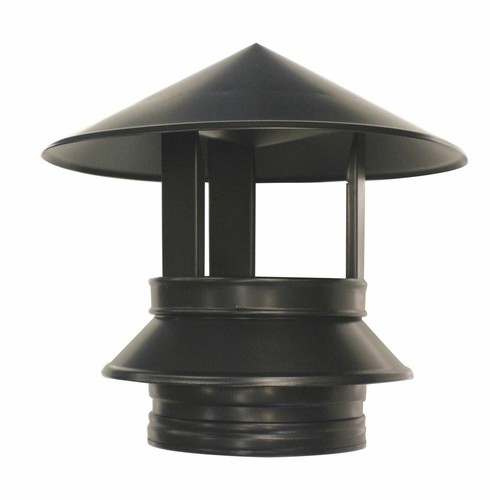 Twinwall Rain Cap Cowl BLACK for 6" 150mm Dinak Insulated Stainless ...