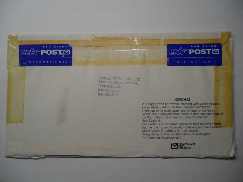 STAMPMART : NEW ZEALAND 1999 AIR MAIL 40c ENVELOPE POSTAL USED TO IL ...