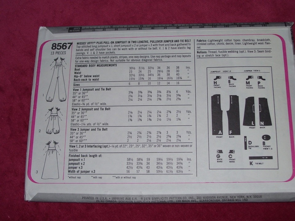 🌷1978 UNCIRCULATED SIMPLICITY #8567-LADIES RETRO JUMPSUIT-JUMPER ...