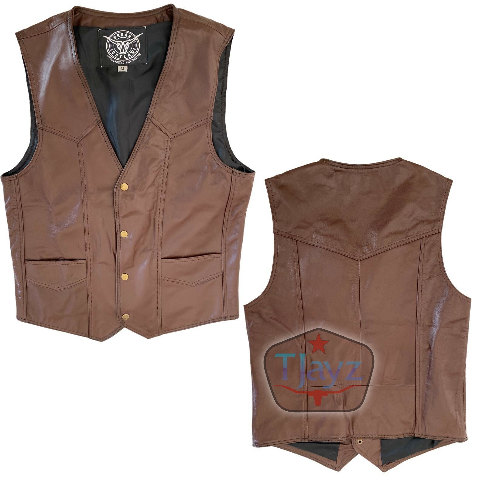 NEW Urban Outlaw Soft 100% Leather Vest Western Biker Unisex motorcycle ...