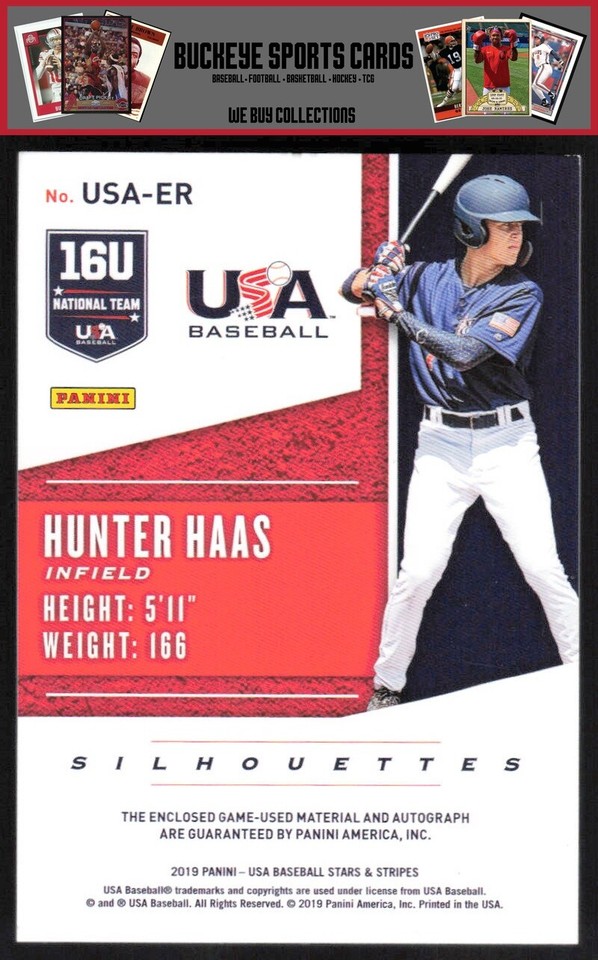 2019 Panini Stars & Stripes USA Baseball Hunter Haas #USA-ER /199 | eBay