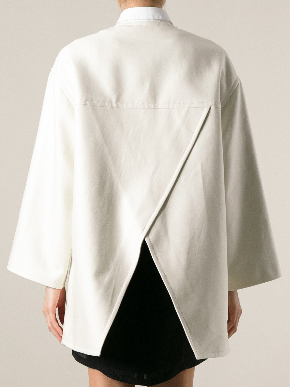 [Kenzo] Ivory Oversize Collarless Rain Coat Sz 36 Cotton Twill / New ...