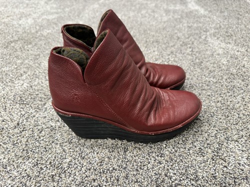 Fly London Yip Red Leather Wedge Size 36 | eBay