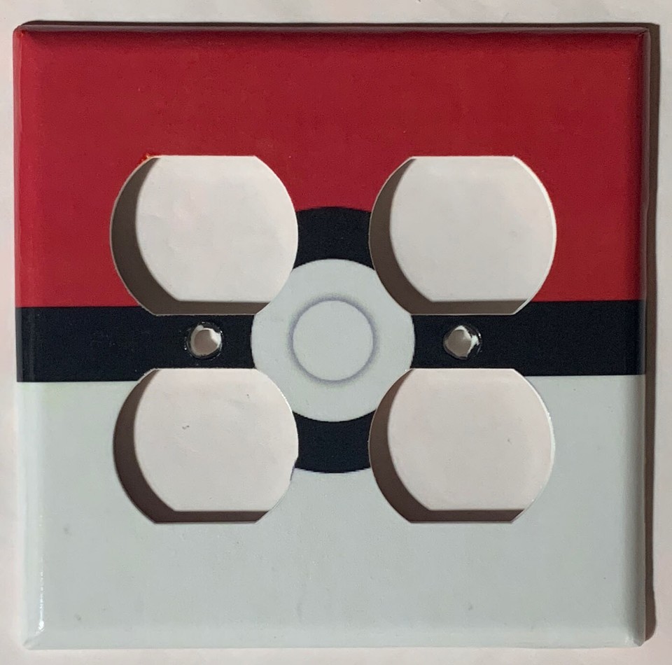 Pokemon Red Pokeball ball Light Switch Power Outlet Wall Cover Plate ...