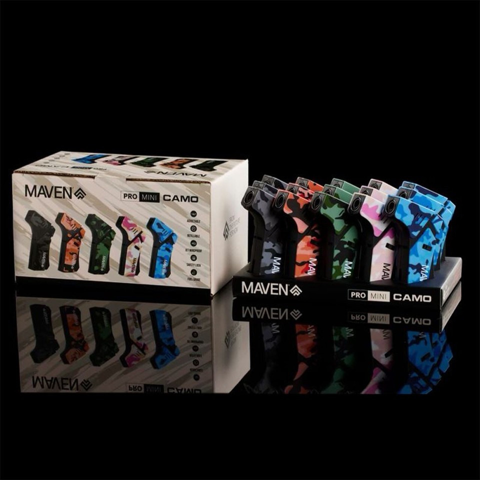 😎💥2 X MAVEN PRO MINI CAMO EDITION TORCH LIGHTER ADJUSTABLE FLAME 🔥 LOT ...