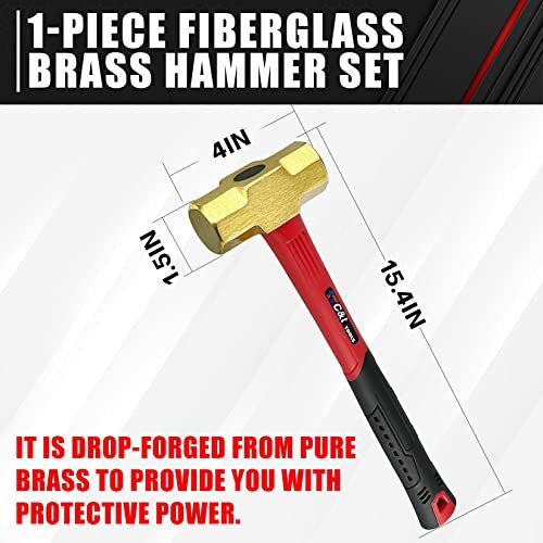 3lb Brass Sledge Hammer,Non-Sparking,Comfortable Fiberglass Handle,3 ...