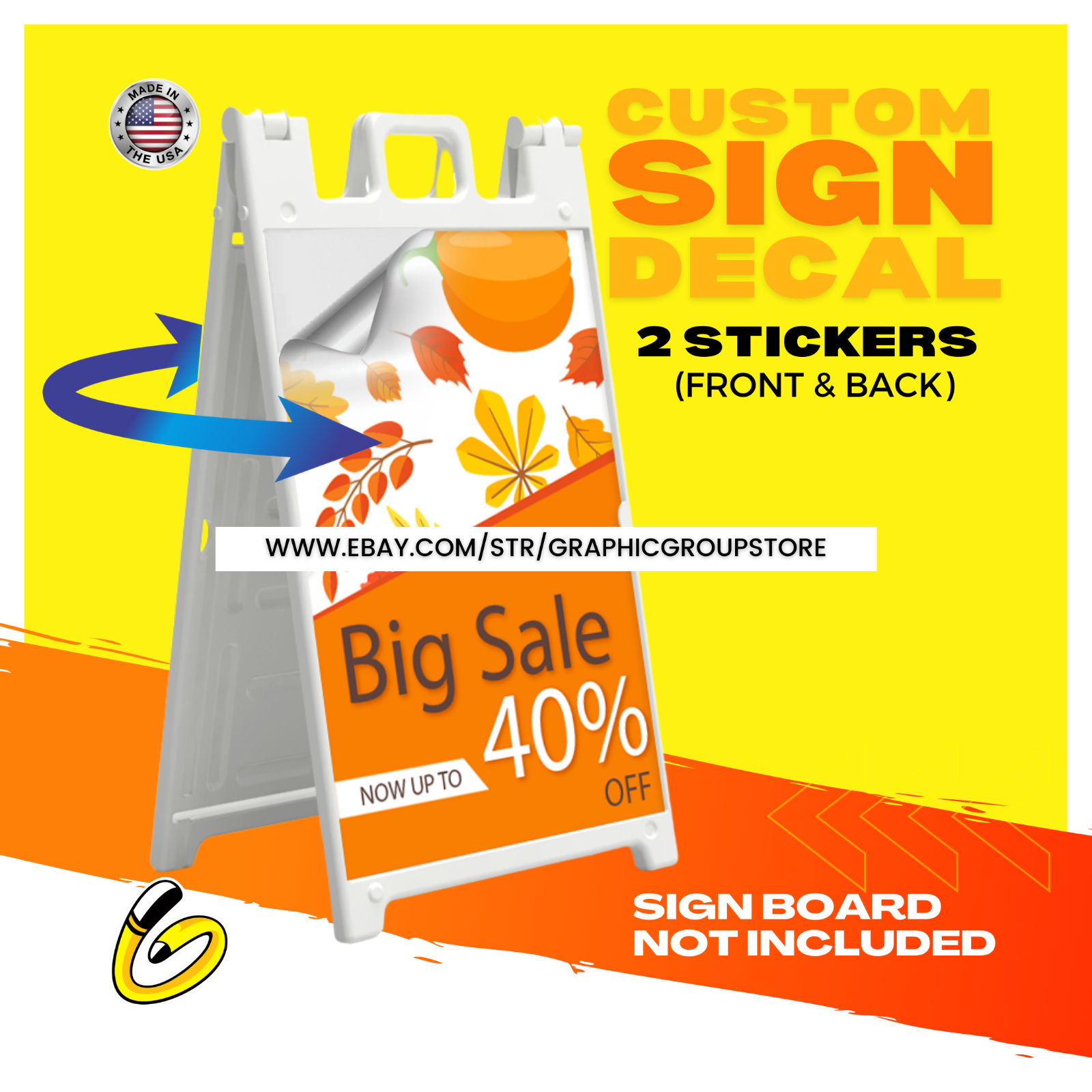 REPLACEMENT SIGN A-Frame Sidewalk Custom Signicade Decal Sticker 24x36 ...