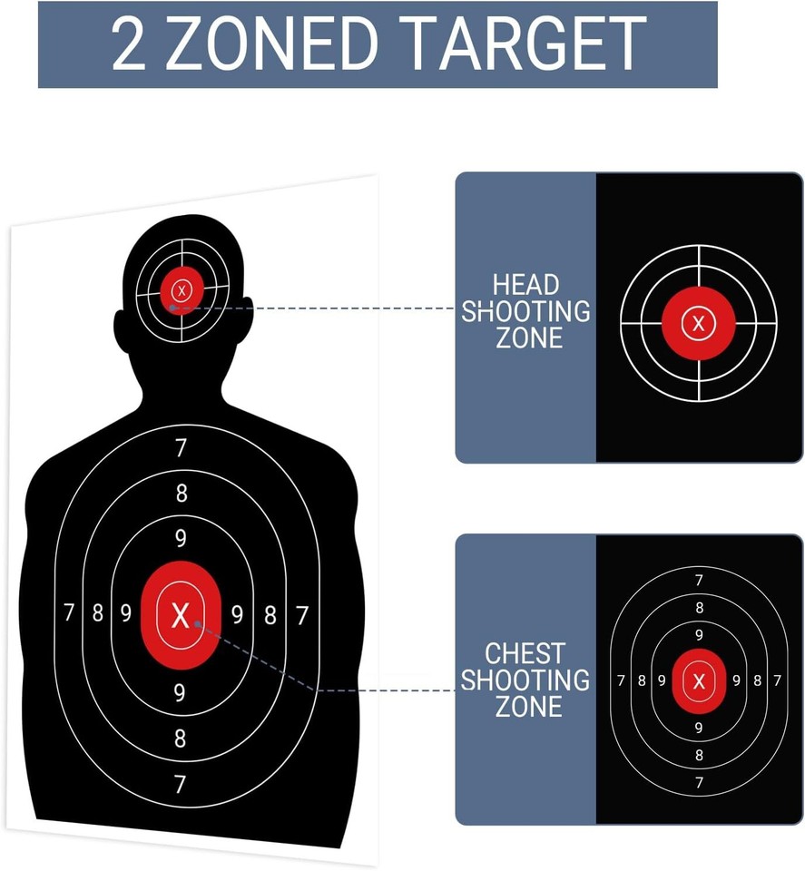 100 Pack Paper Shooting Targets for Range Bulk Silhouette Shooting ...