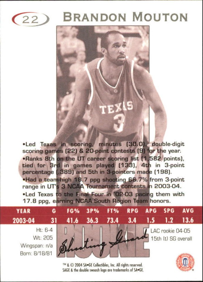 2004 SAGE #22 Brandon Mouton - NM-MT | eBay