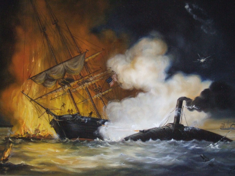 "USS Brooklyn vs CSS Manassas"civil war painting 30% OFF o/c by Irek T ...