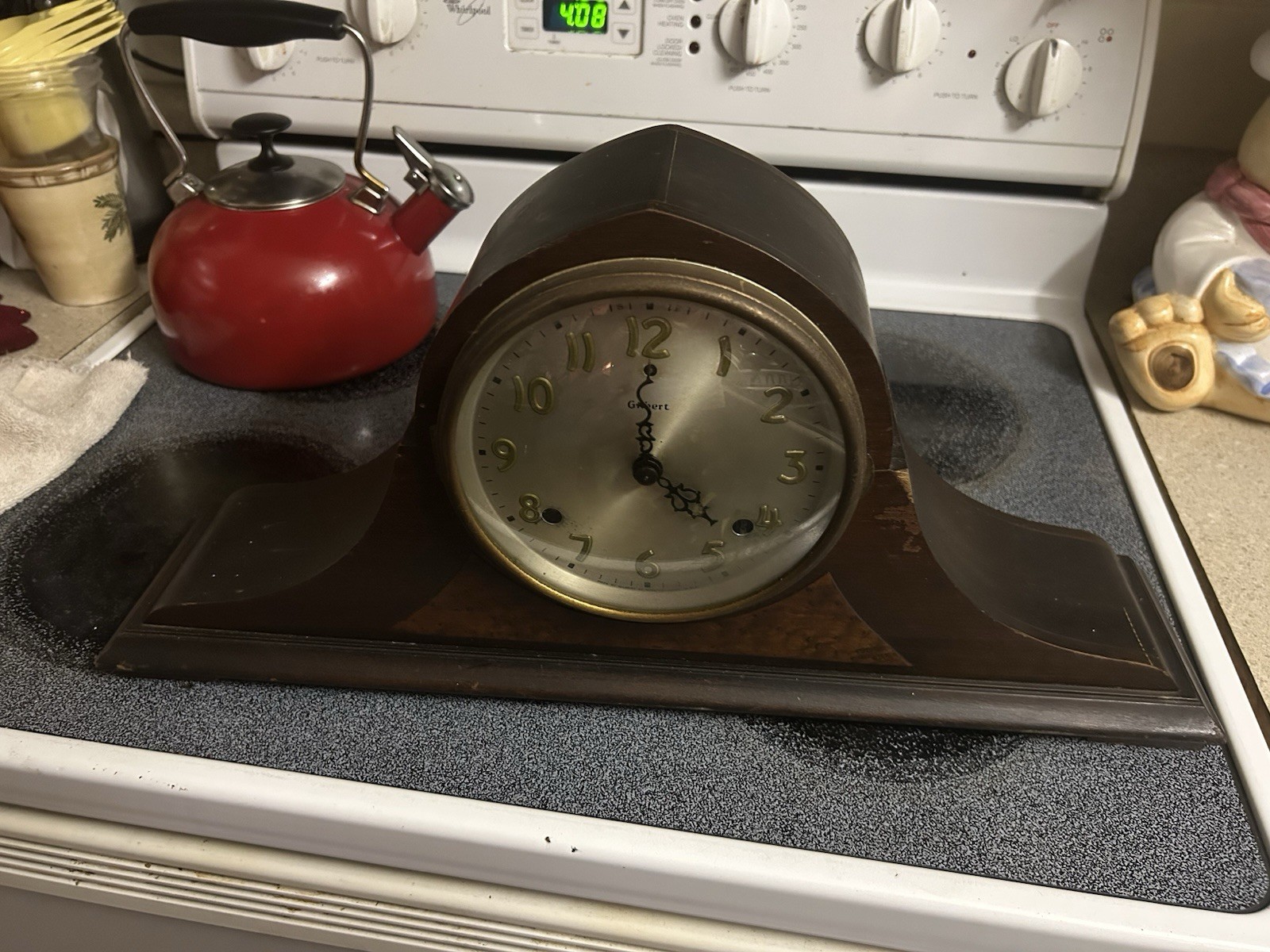 VTG Antique Gilbert 1807 Wooden Mantle Wind Up Clock W Key As Is 4 ...
