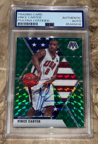 Vince Carter Signed Auto Card 2019-20 Panini Mosaic Green Prizm #258 ...