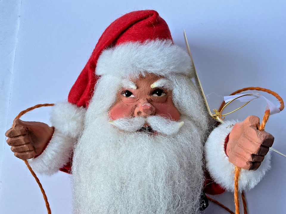 Joseph & Irene Toth Hand Carved wood Santa Claus hanging sitting on ...