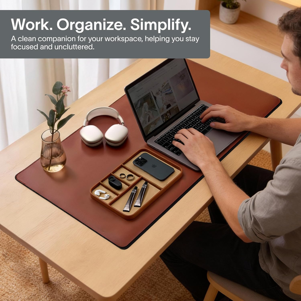 Nordik Leather Valet Tray - Sand Brown - 30 X 20 Cm Large Vegan Leather ...