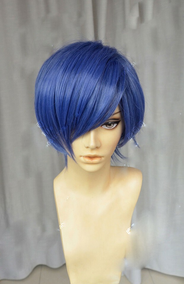 Persona 3 Yuki Makoto Anime Cosplay Short Blue Hair Wig Halloween Hair ...