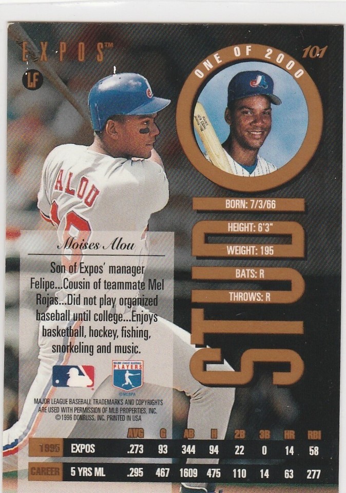 1996 Studio Bronze Press Proofs #101 Moises Alou */2000 049-N | eBay