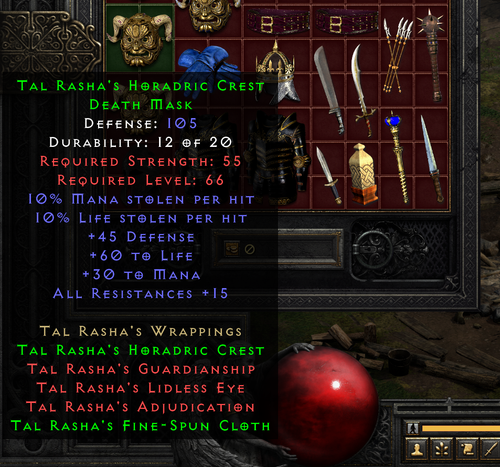 Diablo 2: Resurrected TAL RASHA'S HORADRIC CREST MASK🔹Softcore D2R ...