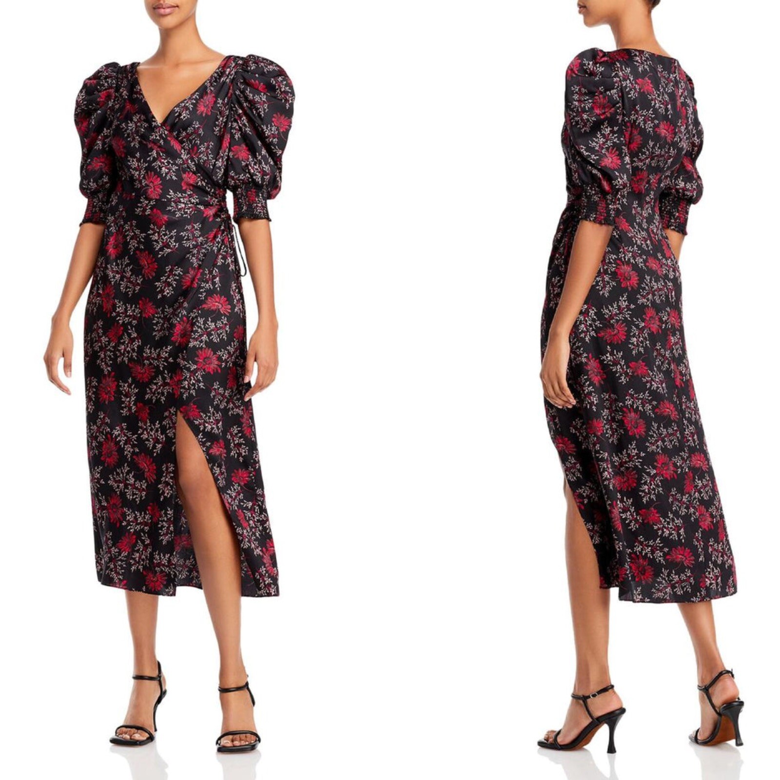Cinq a Sept Tumbled Daisy Kacy Floral Print Puff Sleeve Midi Dress | eBay