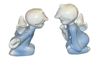 Vtg Lefton Porcelain Blue Angels Figurines Japan Set of 2 - 3" Tall ...