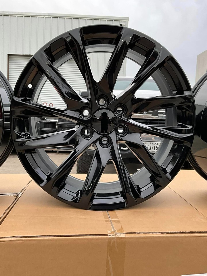 24” RIMS WHEELS TIRE TPMS GLOSS BLACK W/3053524 RT GMC CHEVY ESCALADE ...