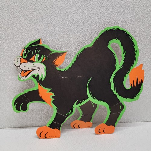 Beistle Halloween Vintage Cardboard Stand Up Cat Black Green Orange | eBay
