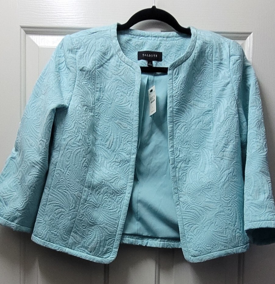 Talbots light blue short jacket size 2 NWT | eBay
