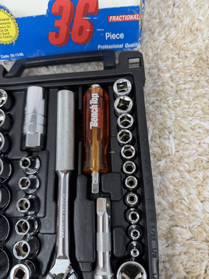 Vintage Benchtop 36 Piece Socket Wrench Set 1/4in-3/8in Drive | eBay