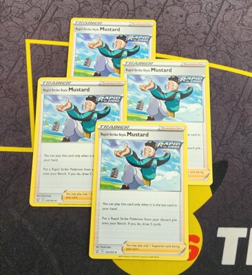 4x Pokemon TCG Rapid Strike Style Mustard SWSH - Battle Styles 132/163 ...