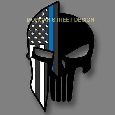 Punisher Spartan Police Blue Lives Matter Die Cut Decal Sticker Car ...