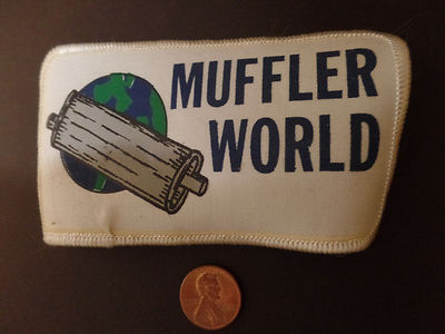 Iron on patch-MUFFLER WORLD.Logo.sign.NC.1980s.Original metal ...