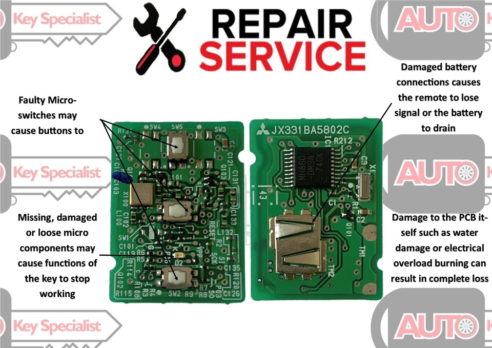 Repair Service Mazda 3 Button PCB 433 MHz Mitsubishi JX331 BA5802C | eBay