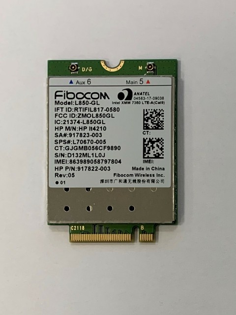 HP WWAN module Fibocom L850-GL Intel XMM 7360 LTE w/GPS M.2 SPS L70670 ...