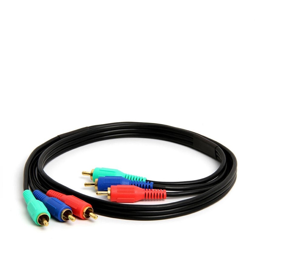 3 Connector RCA Male to Male RGB Component Video Cable HDTV Gold Plated ...