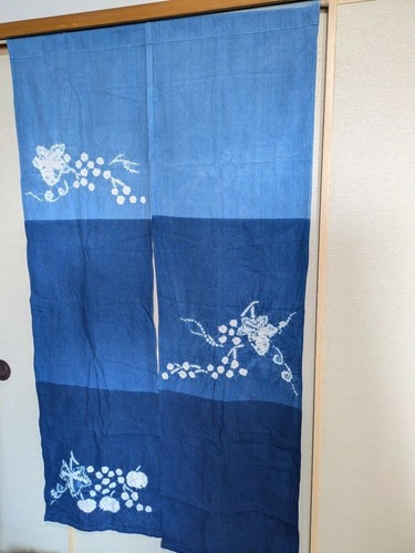Vintage Indigo Dyed Noren Curtain Traditional Japanese Fabric Home ...