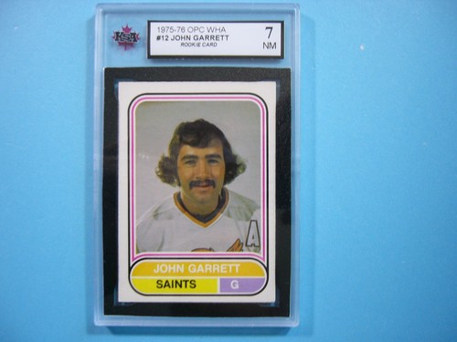 1975/76 O-PEE-CHEE WHA HOCKEY CARD #12 JOHN GARRETT ROOKIE RC KSA 7 NM ...
