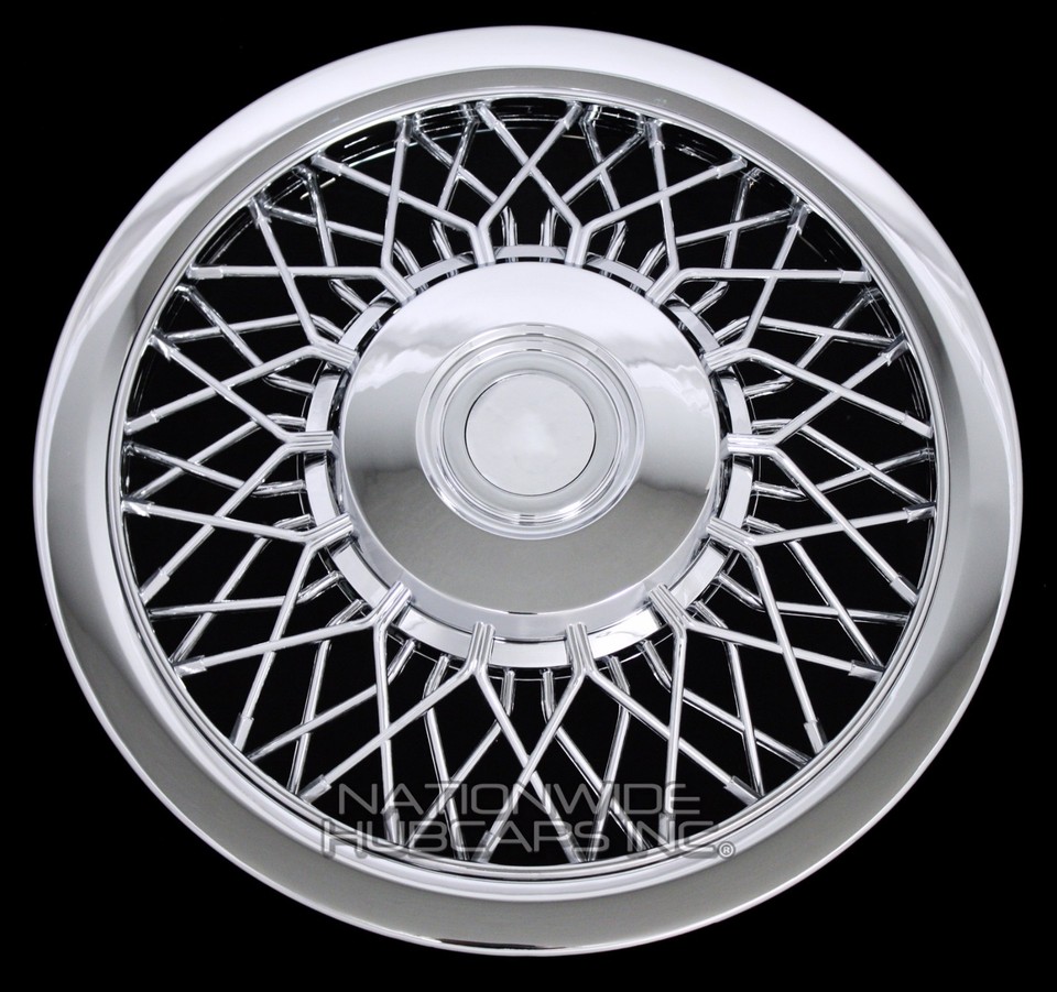 4 New 15" CHROME SPOKE Hub Caps Full Wire Wheel Covers Rim Cap Lug ...