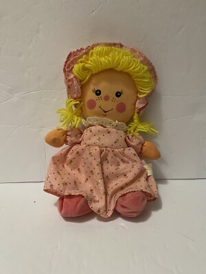 Pink Dan Dee Double Sided Happy Sad Rag Doll Plush Yarn Hair Vintage ...