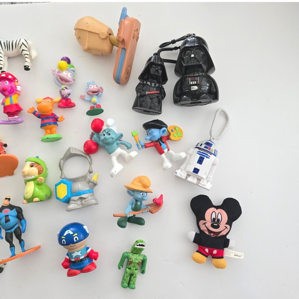 Mixed Toy Figure Lot Disney Pixar Star Wars Smurfs Mickey Mouse 25+pc ...