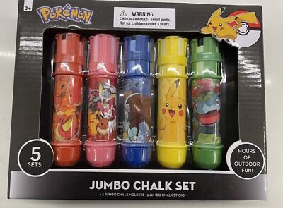 Pokemon Kids Outdoor Sidewalk Chalk Jumbo Chalks Set with Holders ...