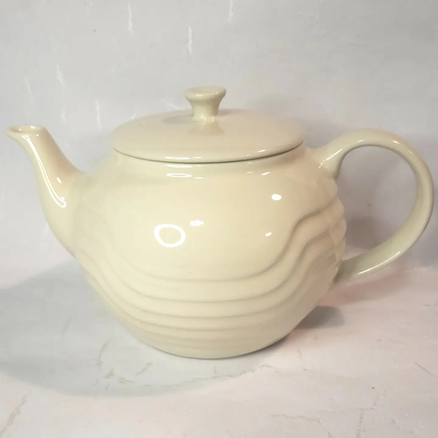 Le Gourmet Chef Stoneware Teapot Cream Color 36 oz EUC | eBay