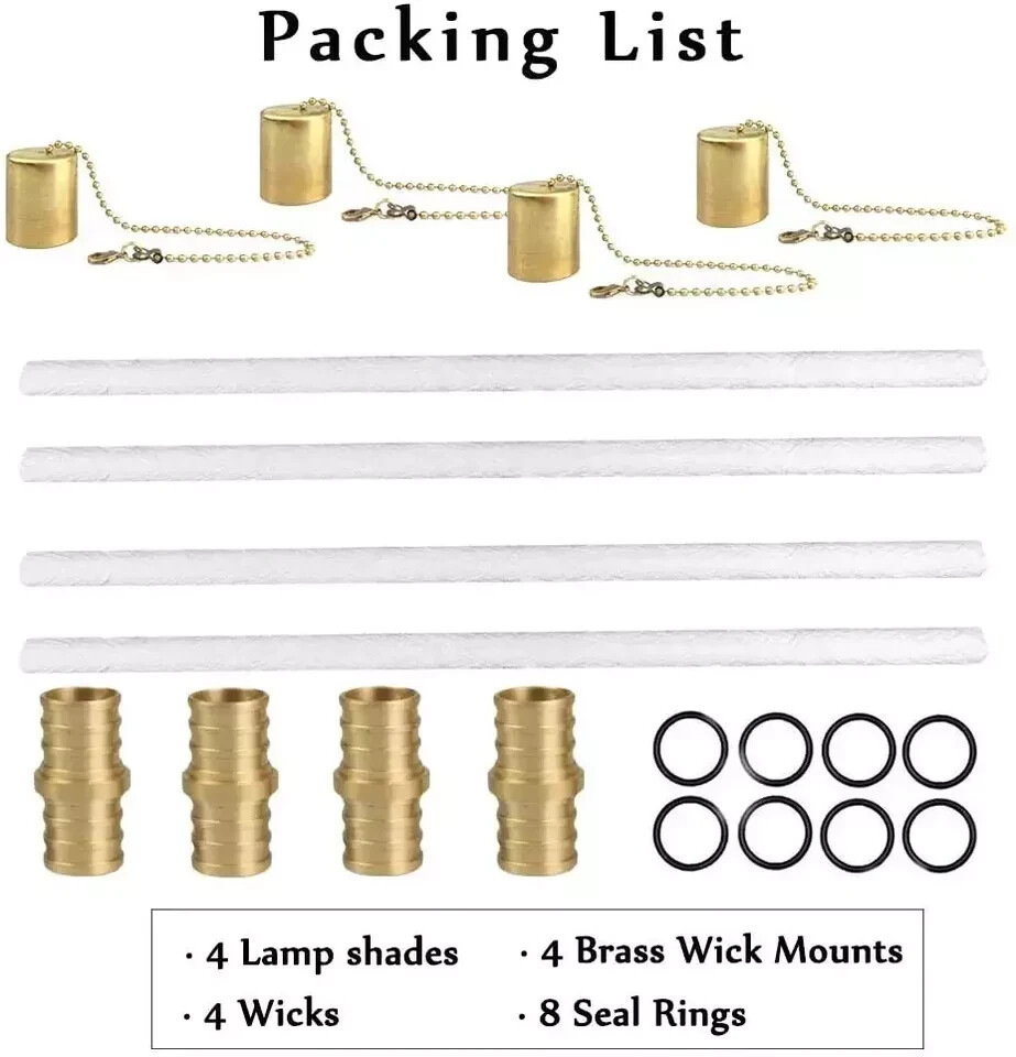 Wine Bottle Tiki Torch Kit, 4 Torch Wicks, Brass Wick Holders & Brass ...