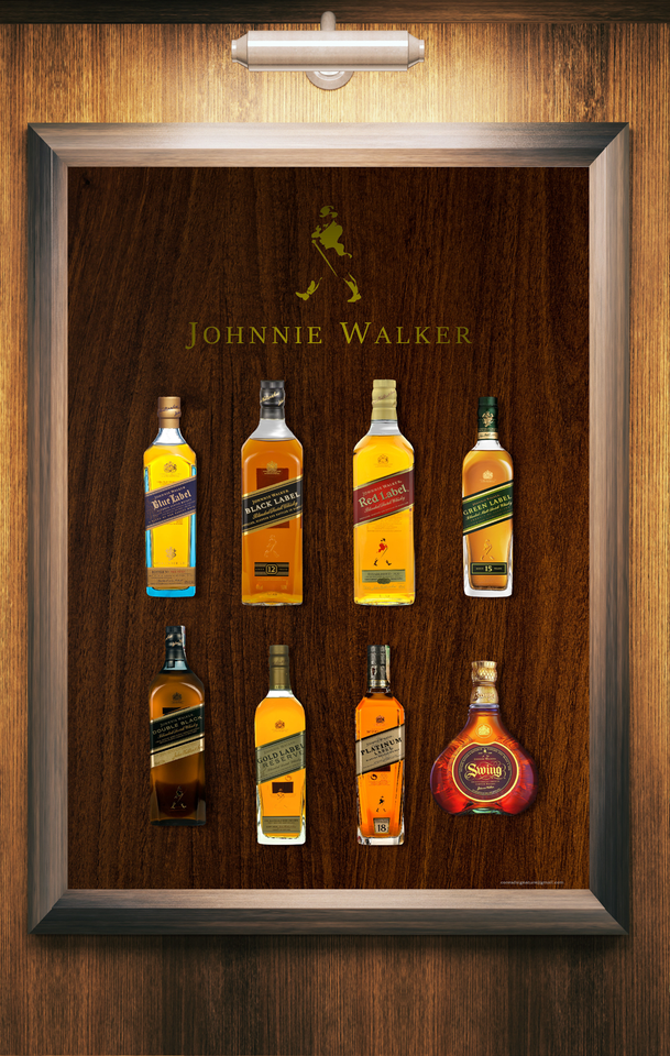 JOHNNIE WALKER WHISKY COLLECTION Friendship Office Wall Art Poster ...