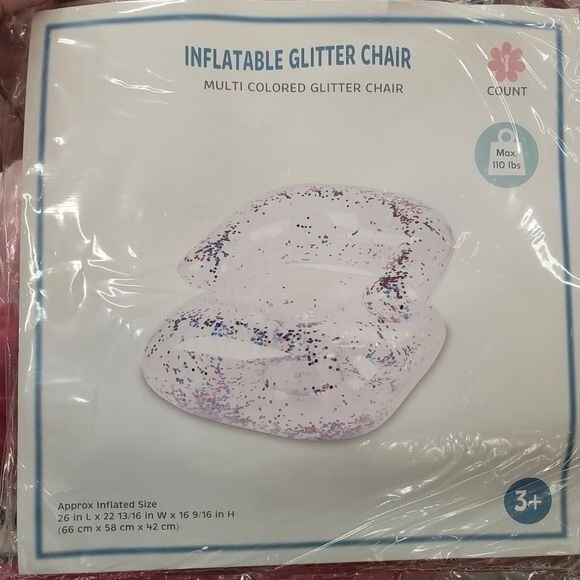 Inflatable chair 90s 2000s style clear with glitter. Girls room dorm ...